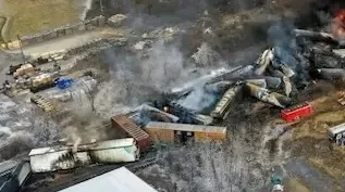 Goods train carrying derailed chemicals in US